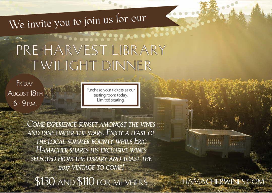 Pre-Harvest Limited Library Twilight Dinner
